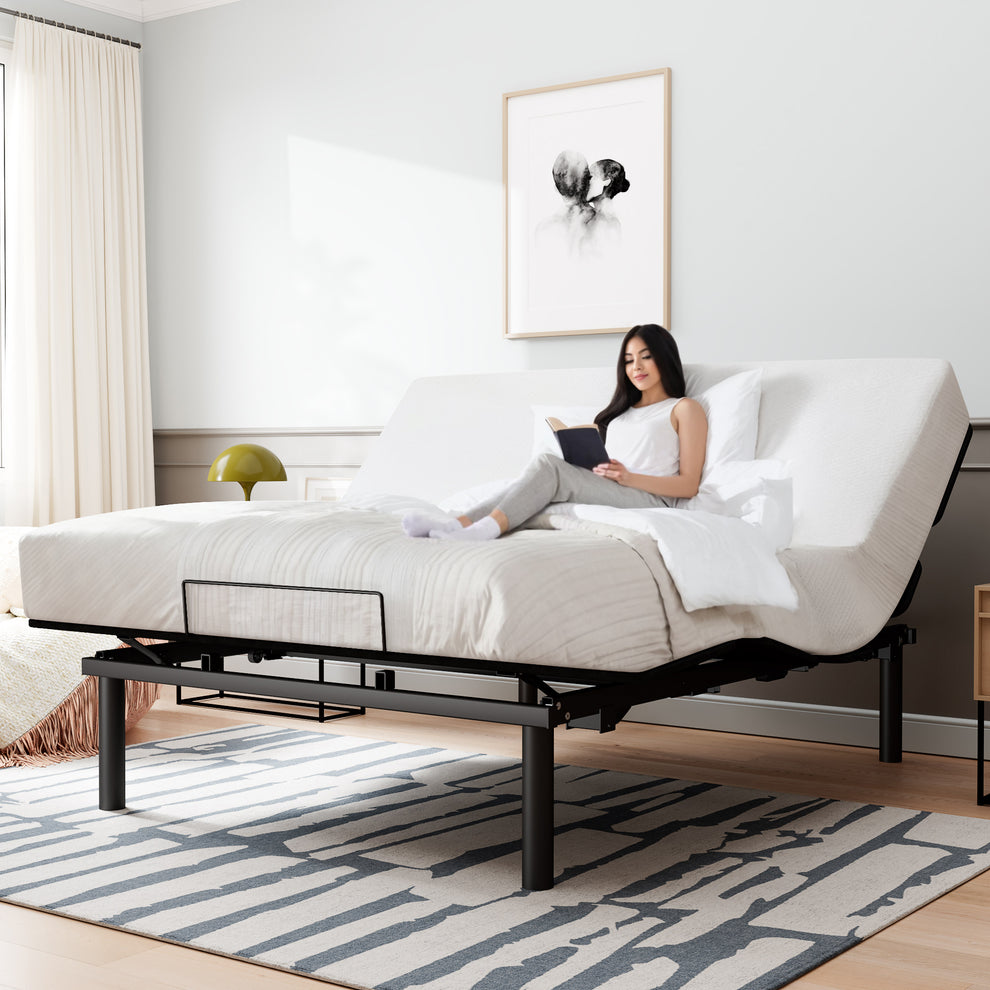 SHA CERLIN Ergonomic Electric Adjustable Bed Frame with Adjustable Leg
